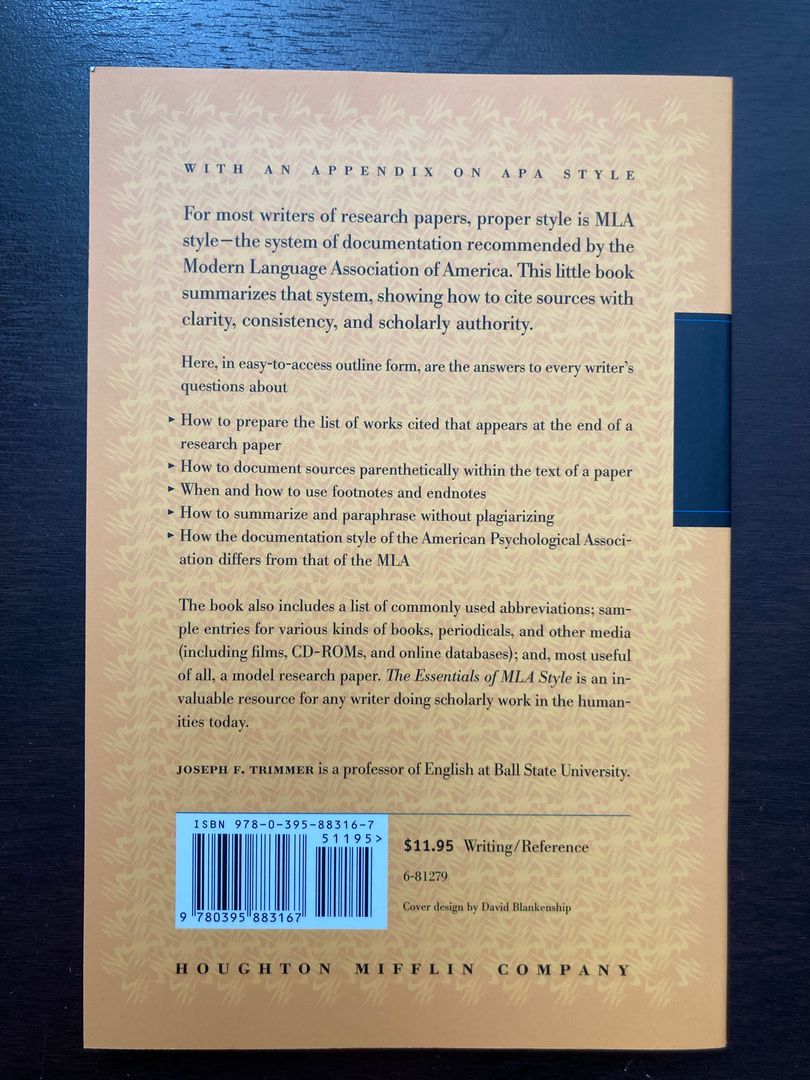 The Essentials of MLA Style by Joseph F. Trimmer