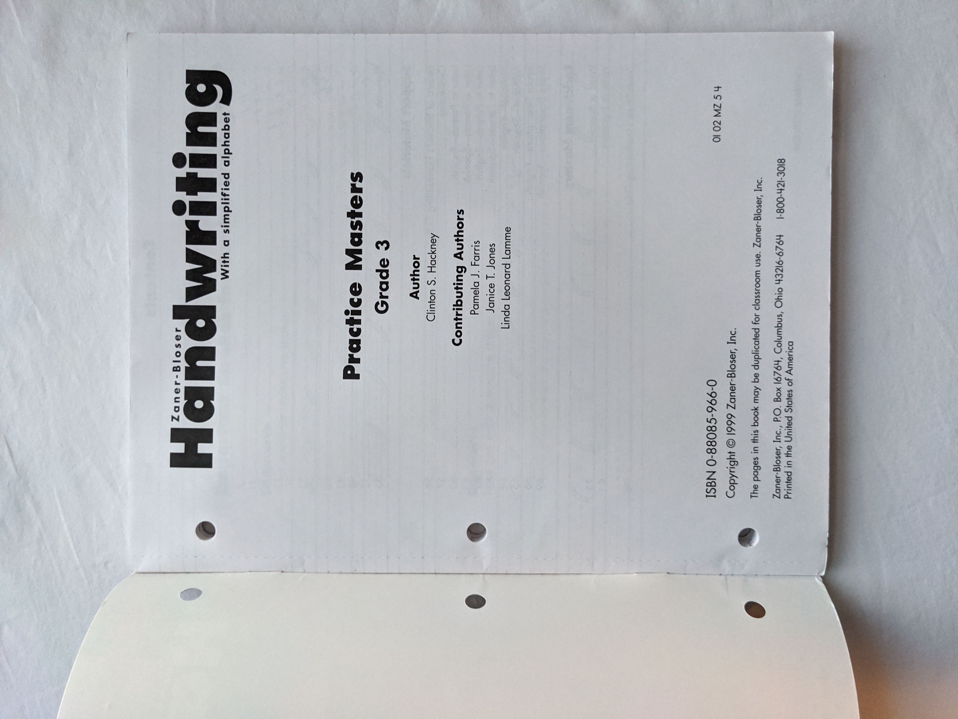 Zaner-Bloser Handwriting 1999 by Zaner-Bloser Staff