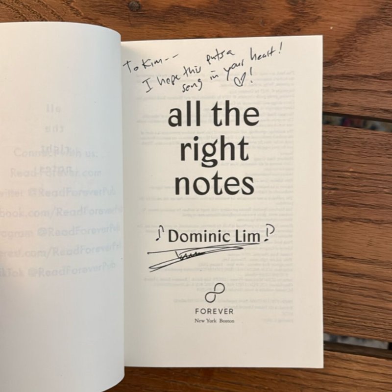 All the Right Notes *SIGNED/personalized* by Dominic Lim, Paperback ...