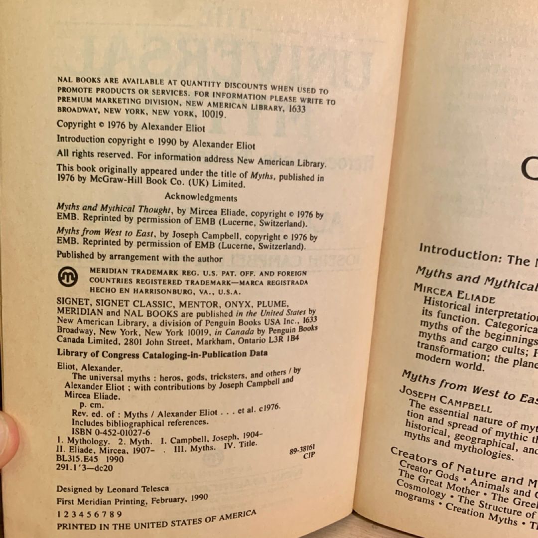 The Universal Myths by Alexander Eliot; Joseph Campbell; Mircea Eliade ...