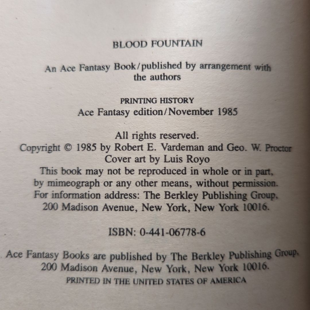 Blood Fountain by Robert E. Vardeman, Paperback | Pangobooks