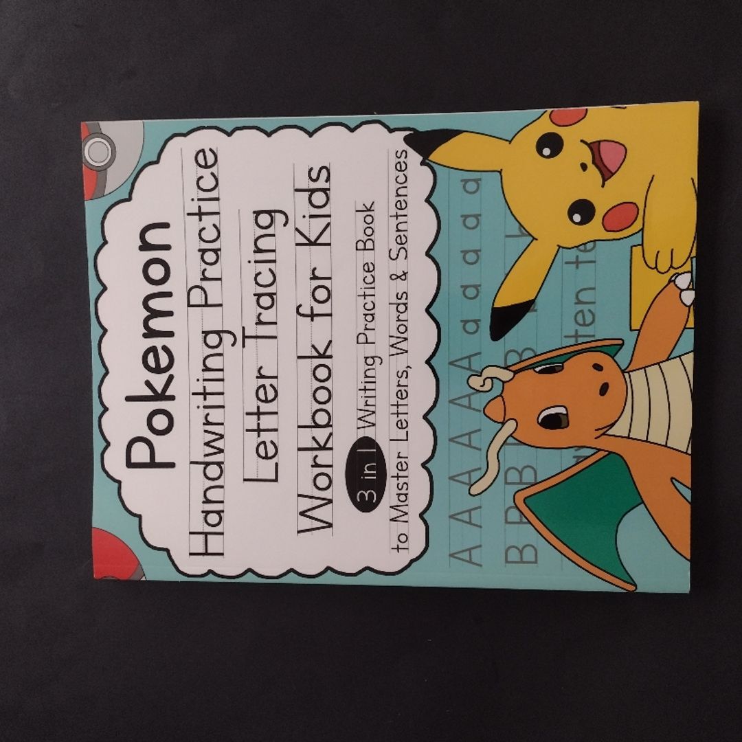 Pokemon Handwriting Practice Letter Tracing Workbook for Kids by
