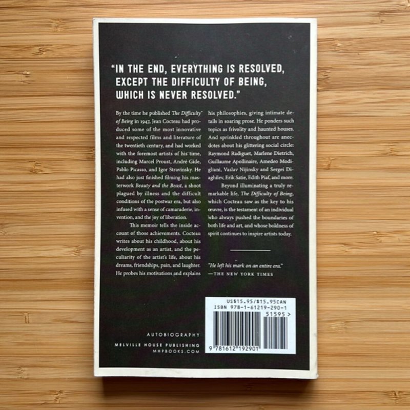 The Difficulty of Being by Jean Cocteau, Elizabeth Sprigge, Geoffrey O ...